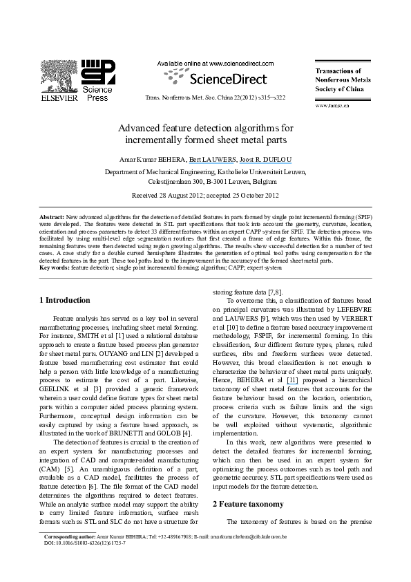 (PDF) Advanced feature detection algorithms for incrementally formed ...