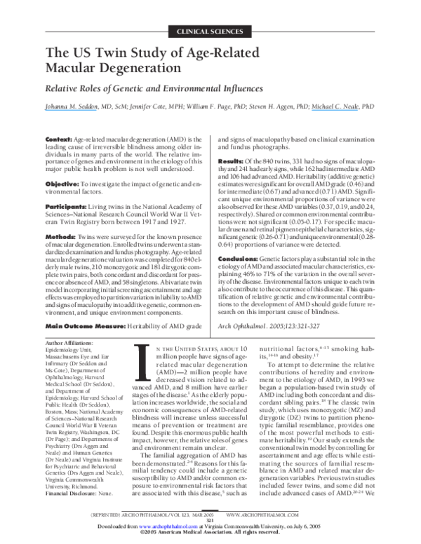 (PDF) The US Twin Study of Age-Related Macular Degeneration