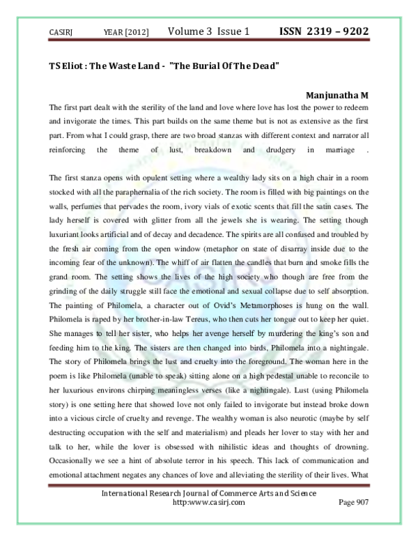 (PDF) TS Eliot : The Waste Land - "The Burial Of The Dead"