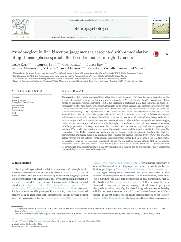 (PDF) The left posterior cerebellum is involved in orienting attention ...
