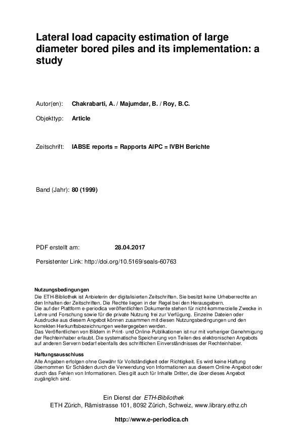 (PDF) Lateral load capacity estimation of large diameter bored piles ...