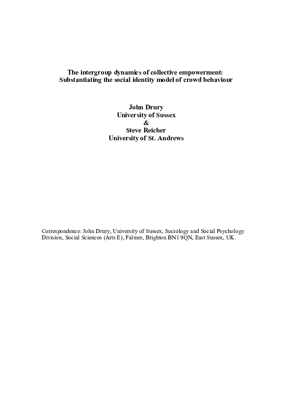 (DOC) The intergroup dynamics of collective empowerment: Substantiating ...