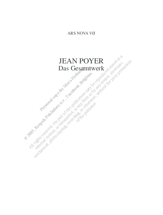 (PDF) Jean Poyer. Das Gesamtwerk, Turnhout, 2004.