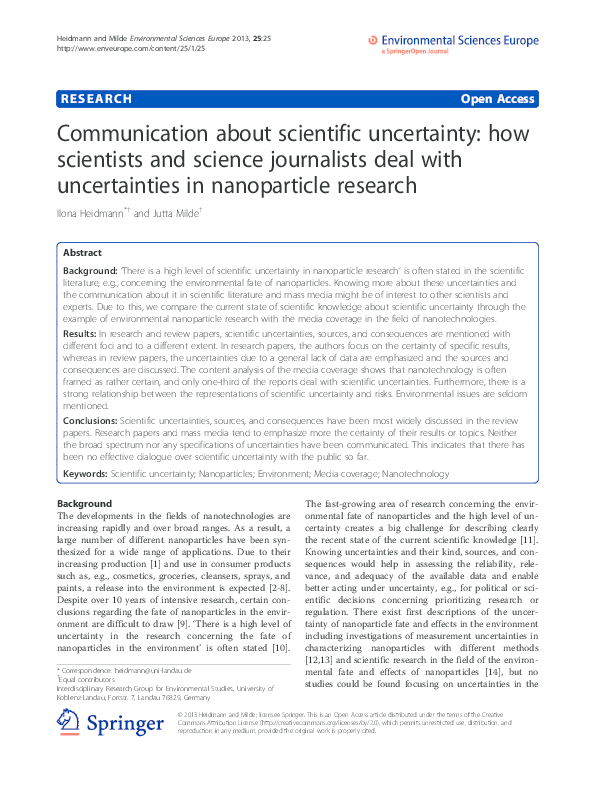 (PDF) Communication about scientific uncertainty: how scientists and ...