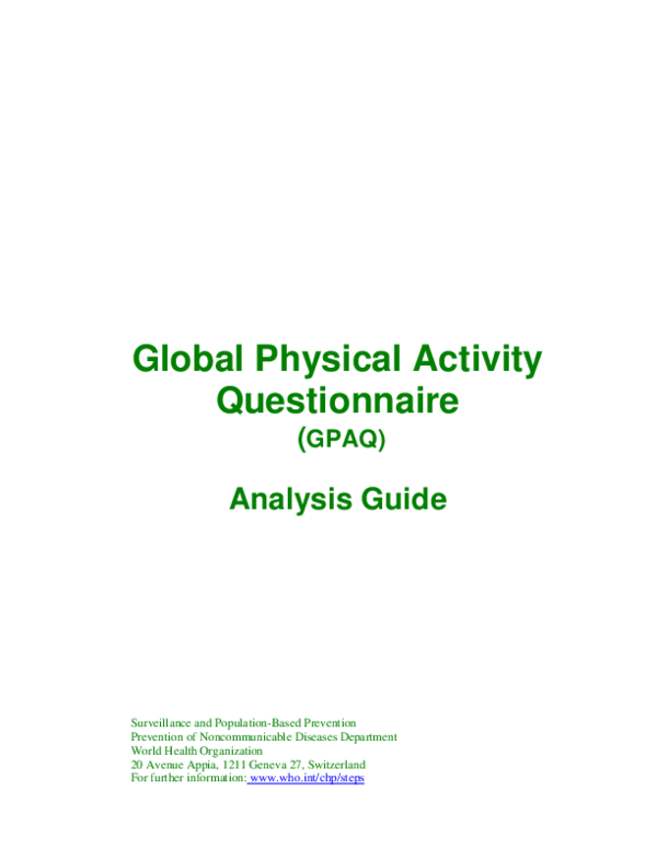 (PDF) Global Physical Activity Questionnaire Analysis Guide ...