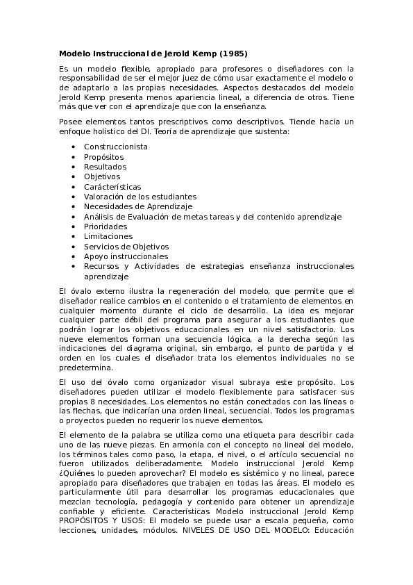 (DOC) Modelo Instruccional de Jerold Kemp (1985
