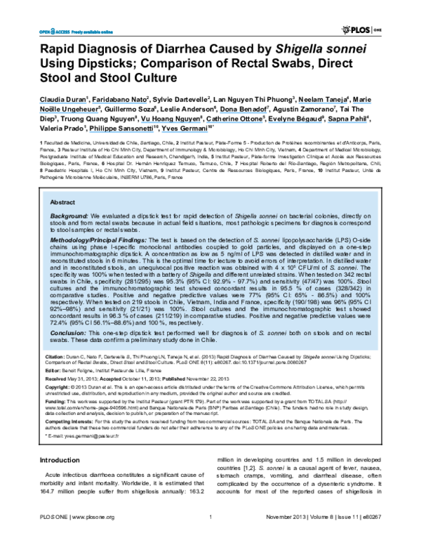 (PDF) Rapid Diagnosis of Diarrhea Caused by Shigella sonnei Using ...