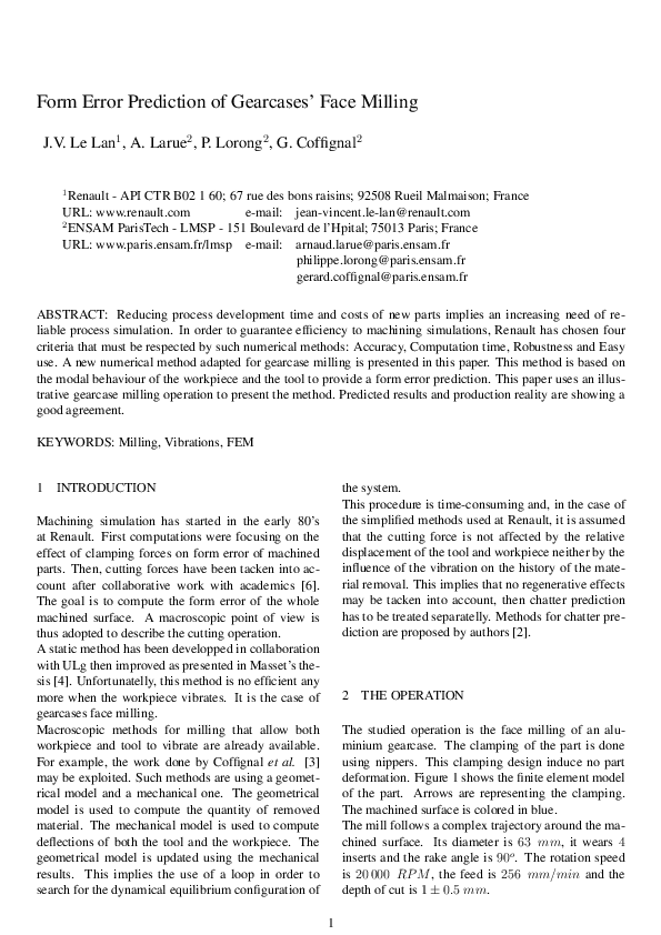 (PDF) Form Error Prediction of Gearcases’ Face Milling