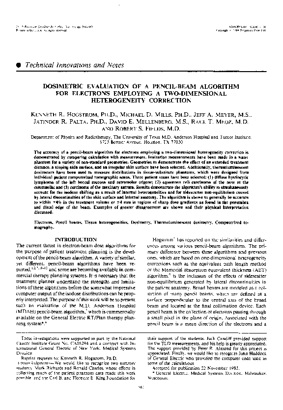 (PDF) Dosimetric evaluation of a pencil-beam algorithm for electrons ...