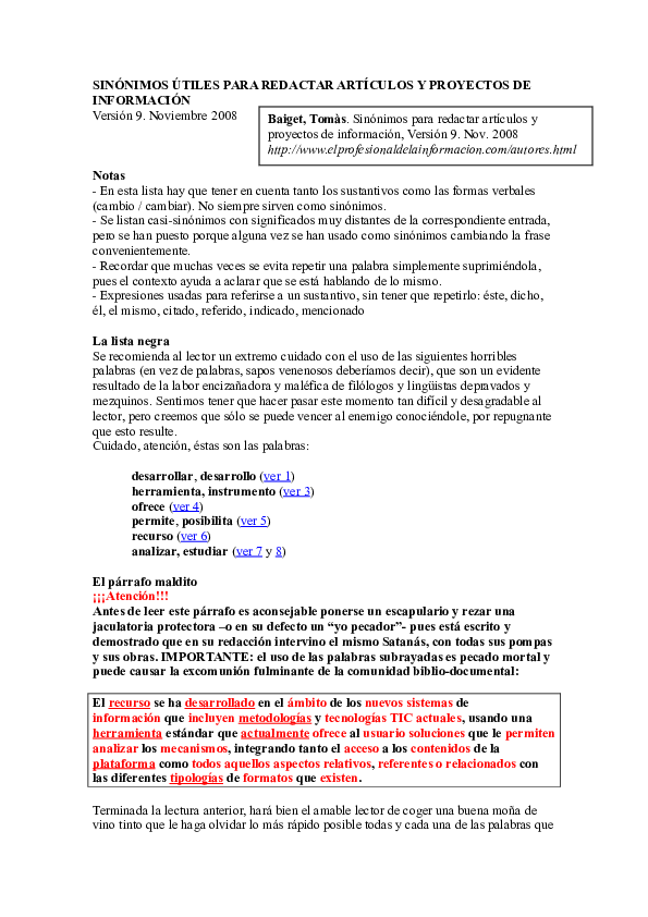 (DOC) SINÓNIMOS ÚTILES PARA REDACTAR ARTÍCULOS Y PROYECTOS DE ...