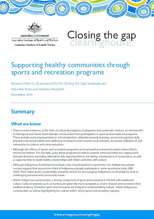 (PDF) clearinghouse Closing the gap Supporting healthy communities ...