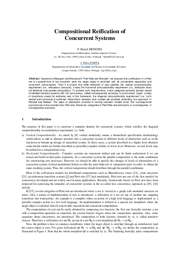 Pdf Compositional Refinement Of Concurrent Systems Paulo Menezes