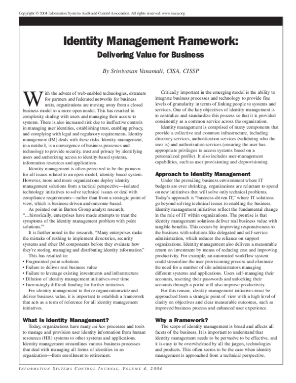 (PDF) IdM Framework
