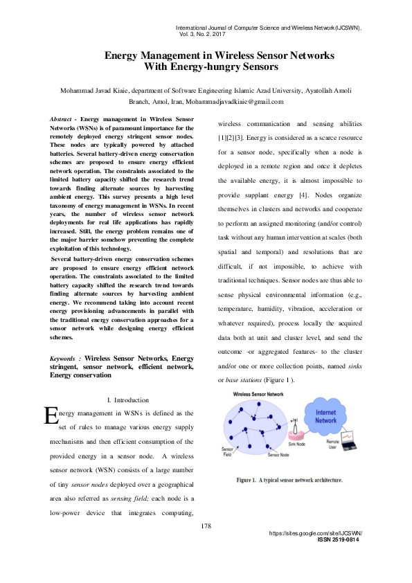 Pdf Energy Management In Wireless Sensor Networks With Energy Hungry Sensors Ijcswn