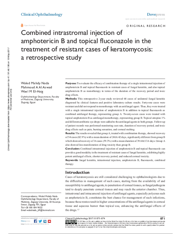 (PDF) Combined intrastromal injection of amphotericin B and topical ...