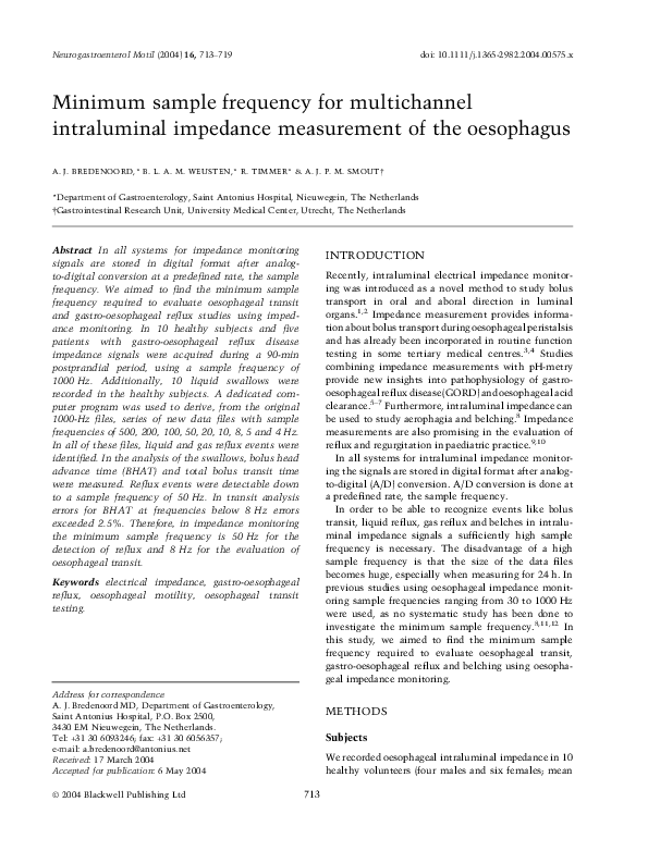 (PDF) Minimum sample frequency for multichannel intraluminal impedance ...