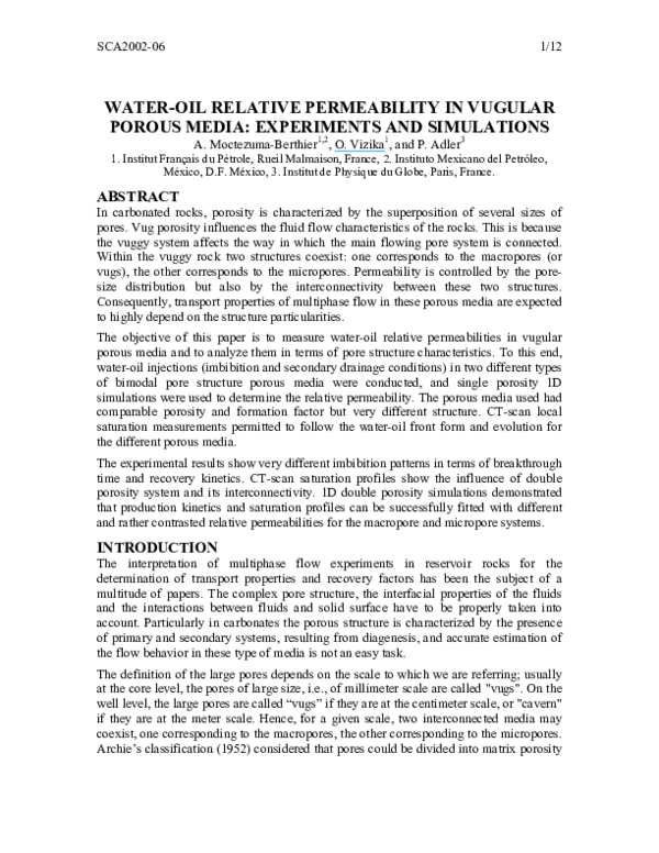 (PDF) Water-Oil Relative Permeability in Vugular Porous Media ...