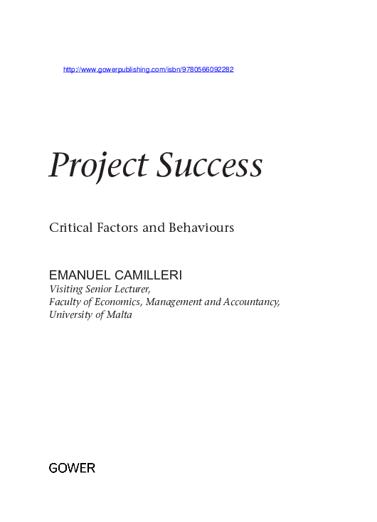 (PDF) Project Success Critical Factors and Behaviours