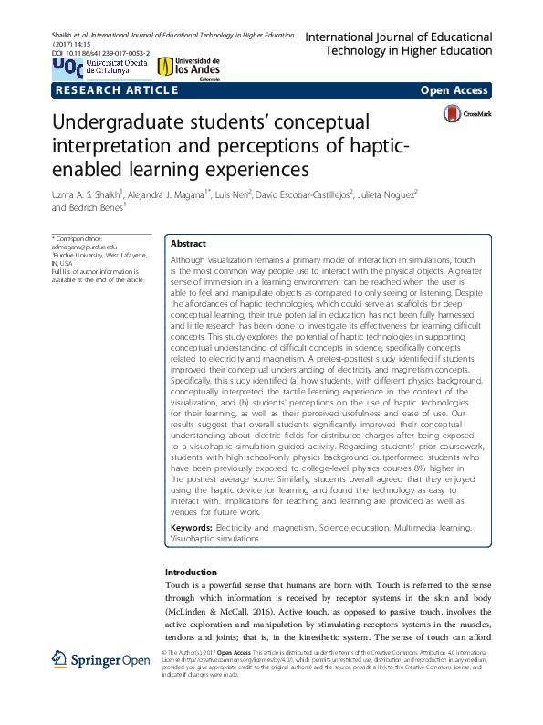 (PDF) Undergraduate students' conceptual interpretation and perceptions of haptic- enabled ...