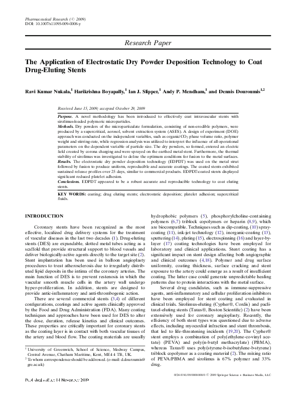 (PDF) The Application of Electrostatic Dry Powder Deposition Technology ...