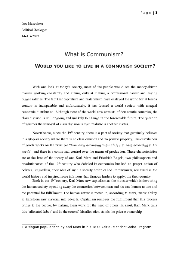 (DOC) What is Communism