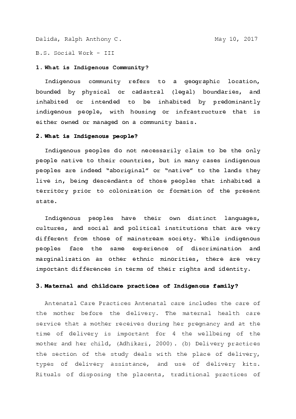 (DOC) Documentation report abount indigenous people