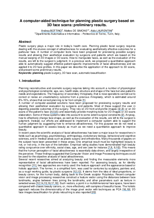 (PDF) A Computer-Aided Technique for Planning Plastic Surgery Based on ...