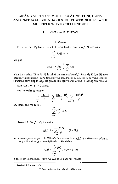 (PDF) Mean-Values of Multiplicative Functions and Natural Boundaries of ...