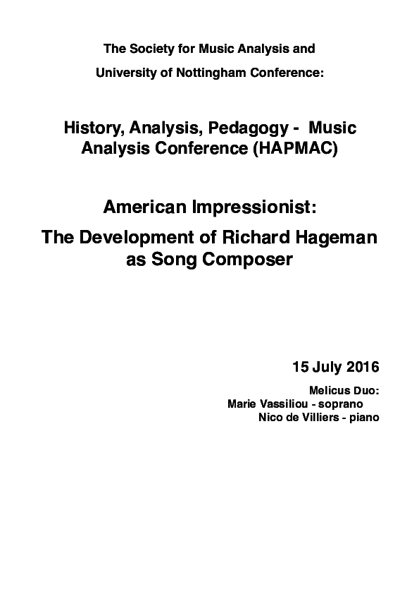 (PDF) American Impressionist: The Development of Richard Hageman as ...