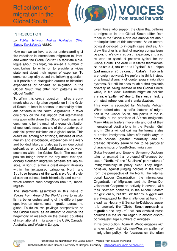 (PDF) Reflections on migration in the Global South – Voices from around ...
