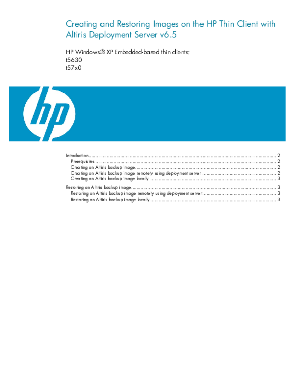 (PDF) Creating and Restoring Images on the HP Thin Client with Altiris ...