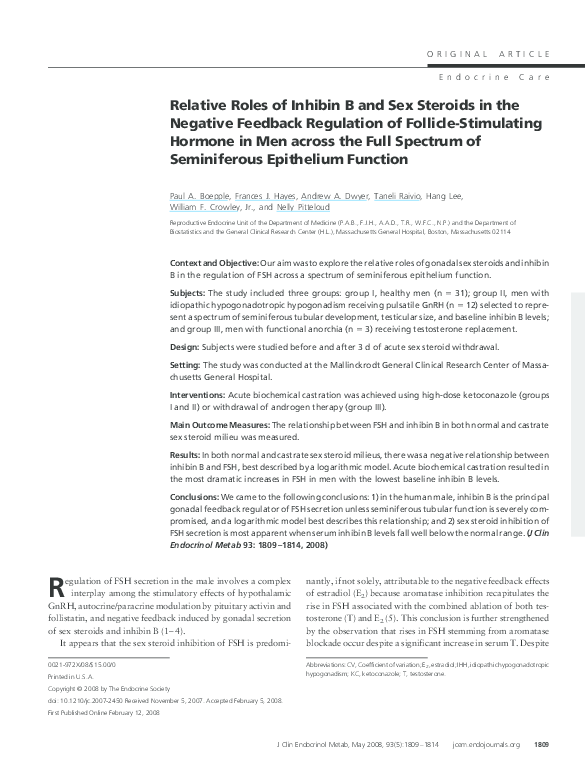 (PDF) Relative Roles of Inhibin B and Sex Steroids in the Negative ...