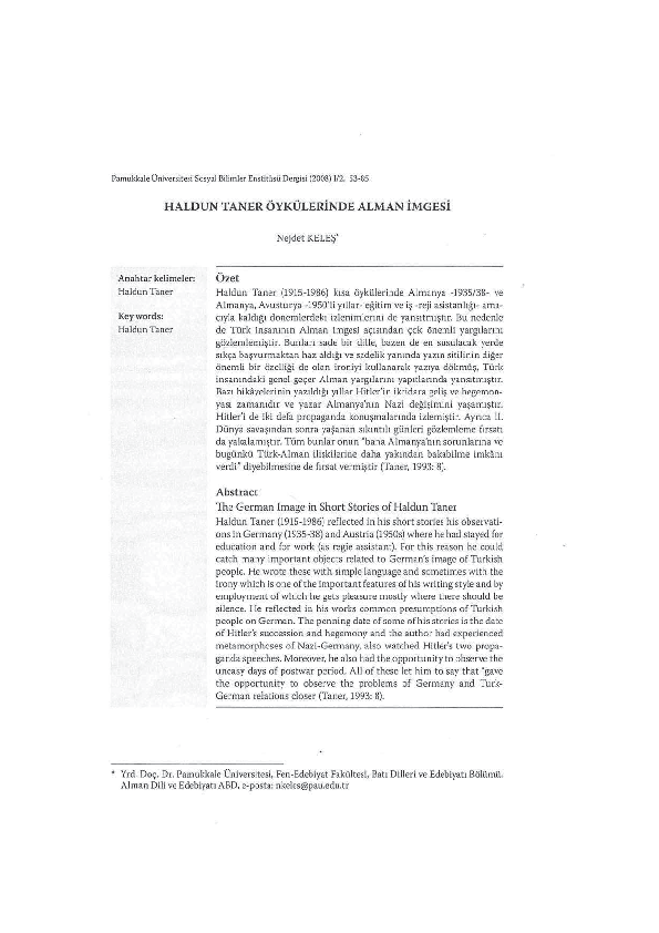 (PDF) Haldun Taner Öykülerinde Alman İmgesi.pdf