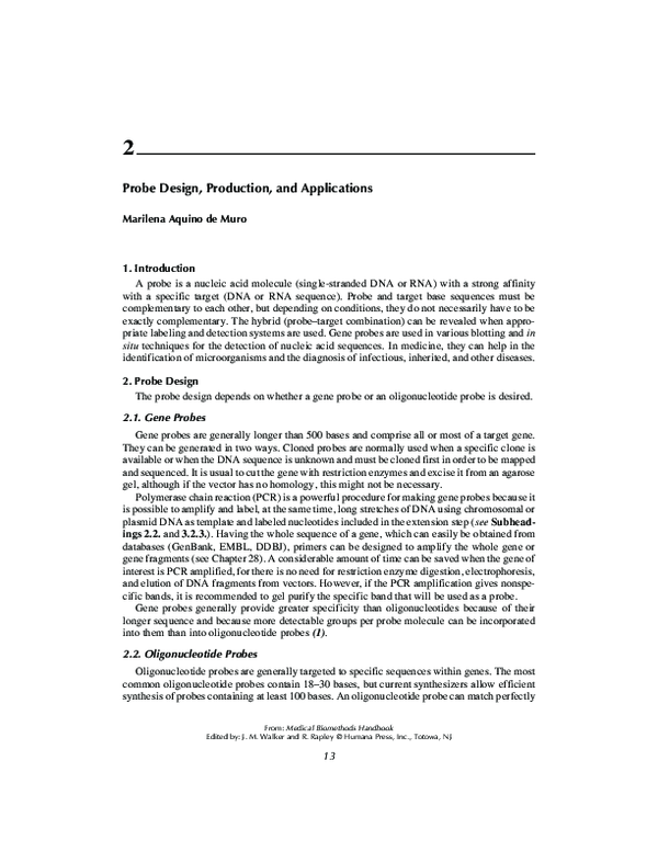 (PDF) Probe Design, Production, and Applications