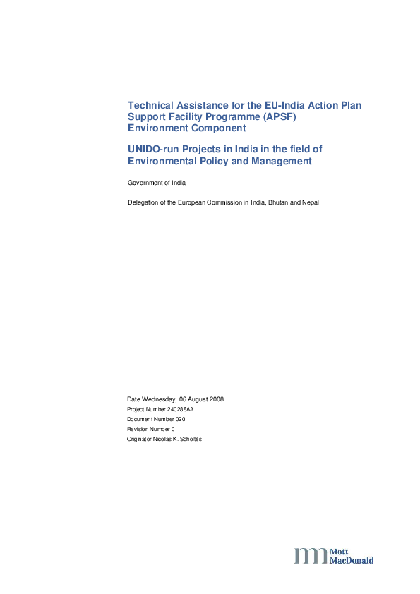 (PDF) UNIDO-run Projects in India in the field of Environmental Policy ...