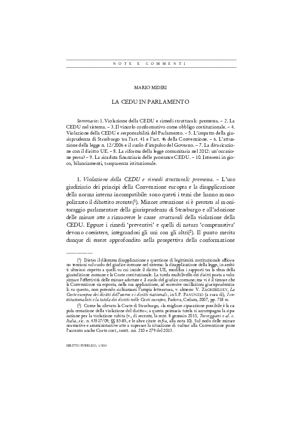 (PDF) La Cedu in Parlamento