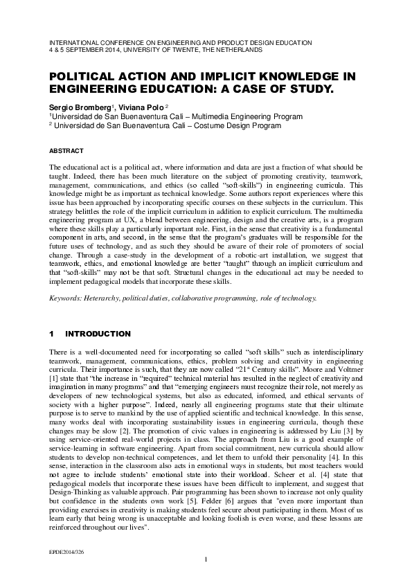 (PDF) Implicit Knowledge and Soft Skills in Engineering