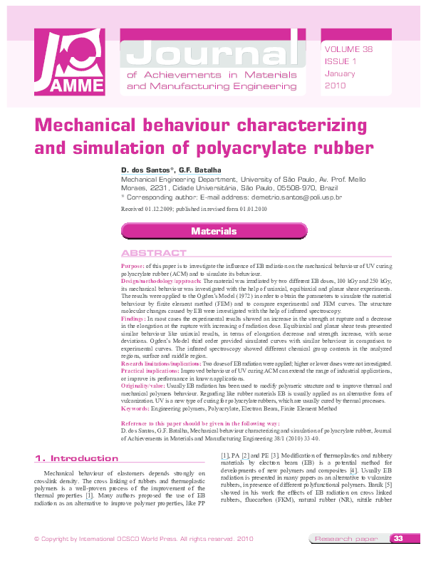 (PDF) Mechanical behaviour characterizing and simulation of ...