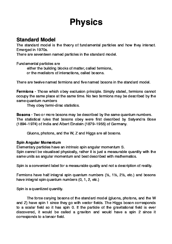 (PDF) Physics Standard Model