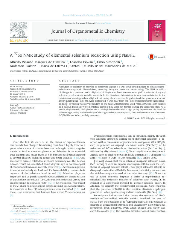 (PDF) A 77 Se NMR study of elemental selenium reduction using NaBH 4