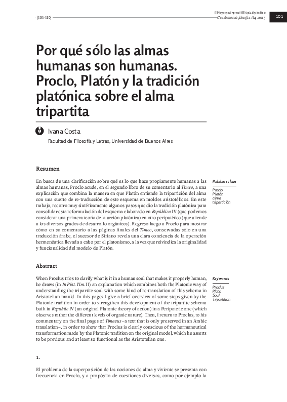 (PDF) Por qué sólo las almas humanas son humanas. Proclo, Platón y la ...