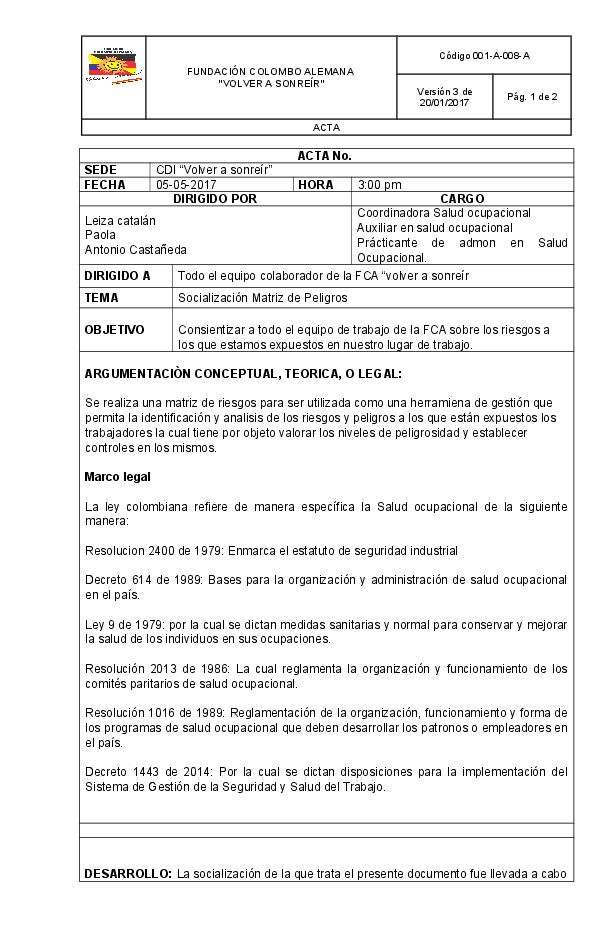 Doc Acta Socializacion Matriz De Peligros