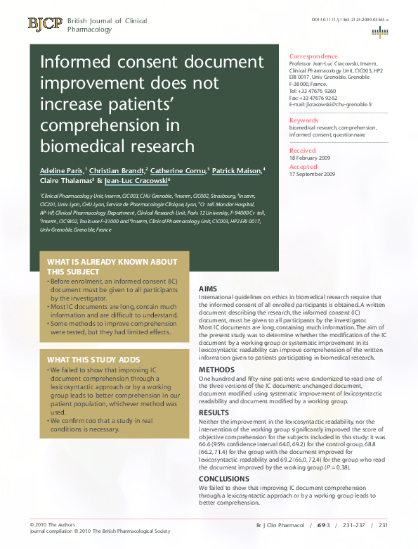 (PDF) Informed consent document improvement does not increase patients' comprehension in ...