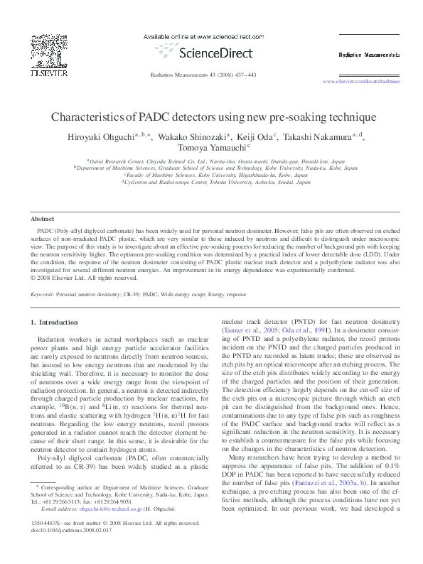 (PDF) Characteristics of PADC detectors using new pre-soaking technique