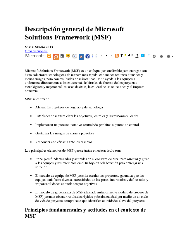 (DOC) Descripción general de Microsoft Solutions Framework MSF