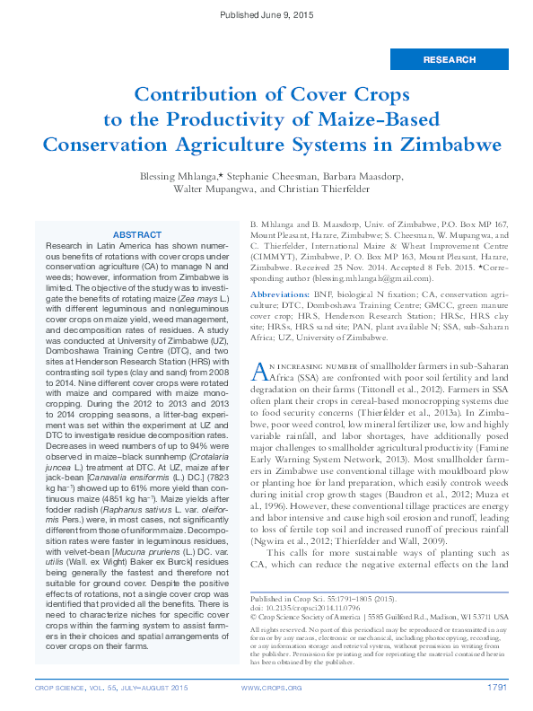 (PDF) Mhlanga et al 2015 Contribution of cover crops to productivity ...