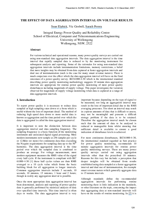 (PDF) The effect of data aggregation interval on voltage results