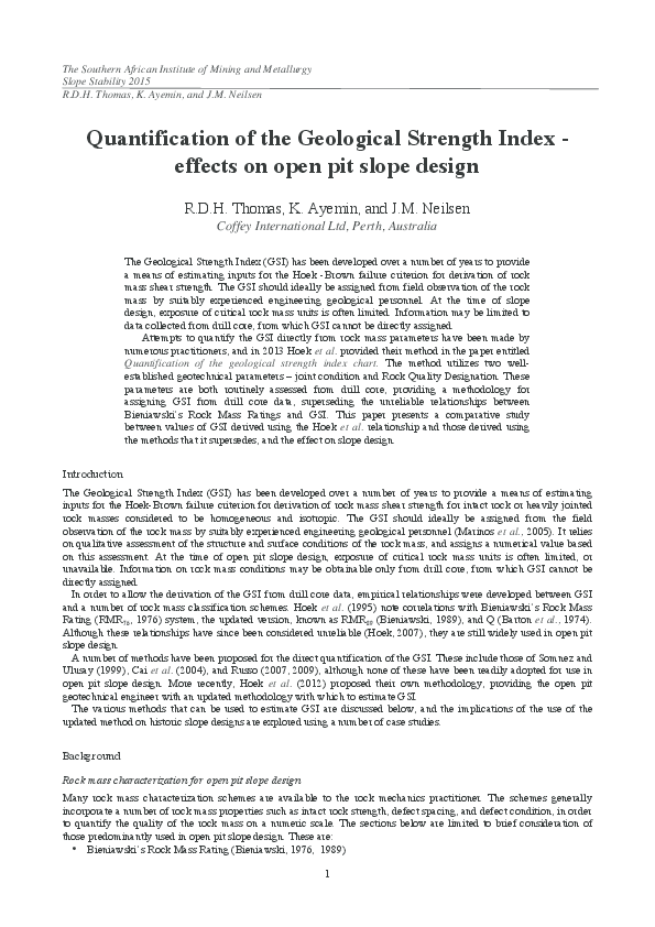 (PDF) Quantification of the geological strength index (GSI) - effects ...
