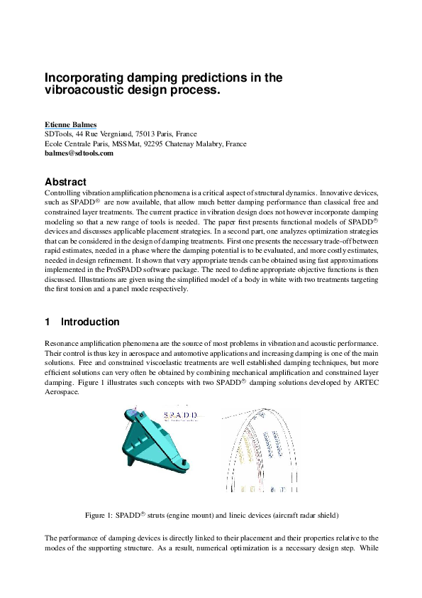 (PDF) Incorporating damping predictions in the vibroacoustic design process