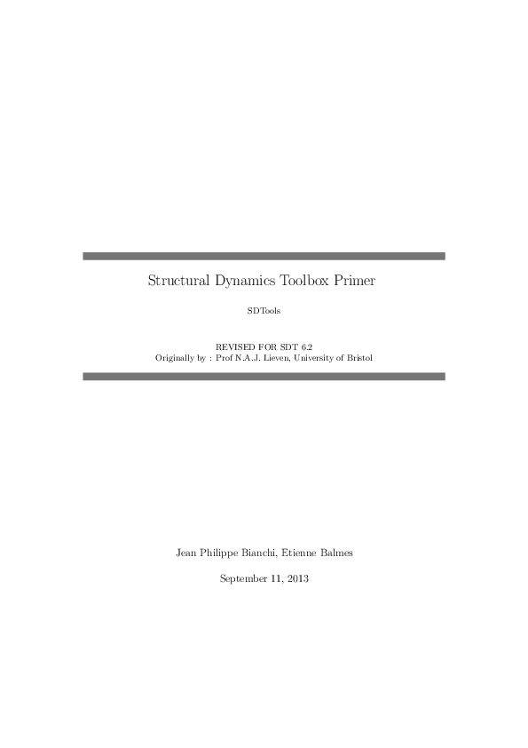 (PDF) Structural Dynamics Toolbox Primer